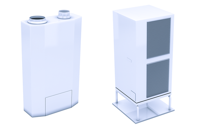 Blowers, valves and control systems for heating technology